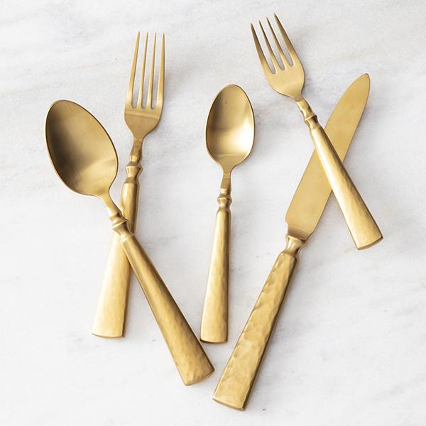 Ravenna Hammered Brushed Gold | Flatware | Zwiesel Fortessa